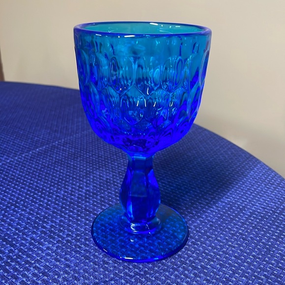 Fenton | Dining | Fenton Colonial Blue Thumbprint 6 2 Winewater Goblet ...